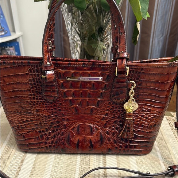 Brahmin | Bags | Brahmin Mini Asher Pecan Brown Crocodile Embossed ...